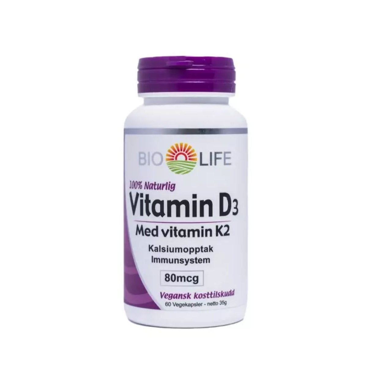 Bio-Life Vitamin D3 med Vitamin K2 60 kapsler – For benstruktur ...
